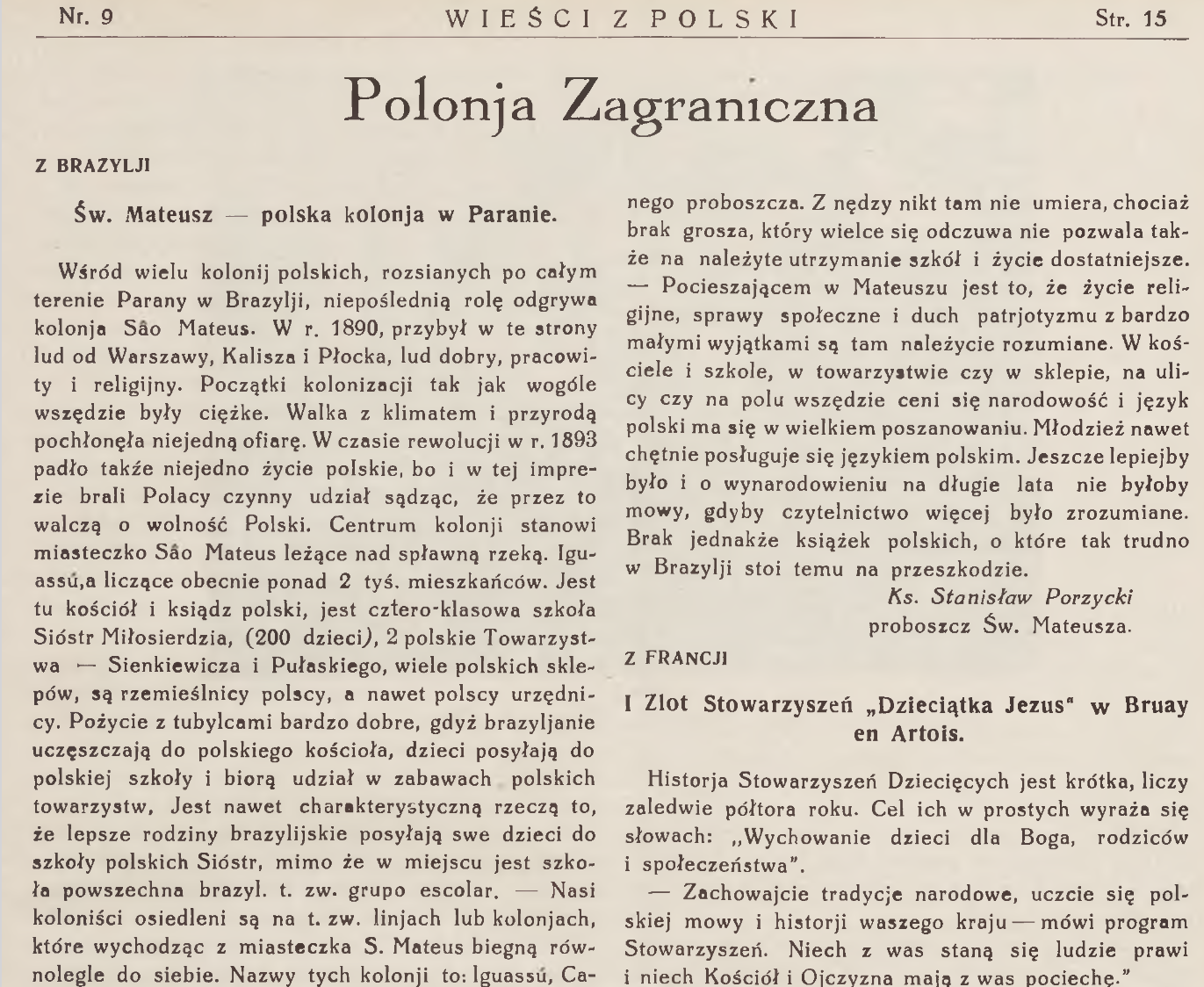 Z kronik polonijnych: polska kolonia w Paranie